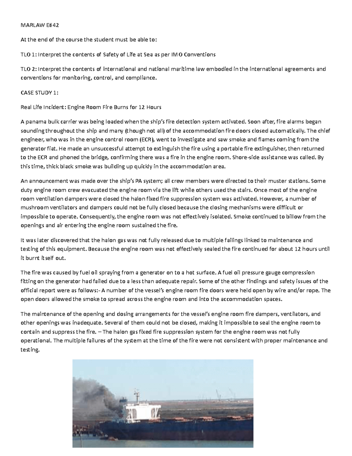 Marlaw TLO - Sus - MARLAW E At the end of the course the student must ...