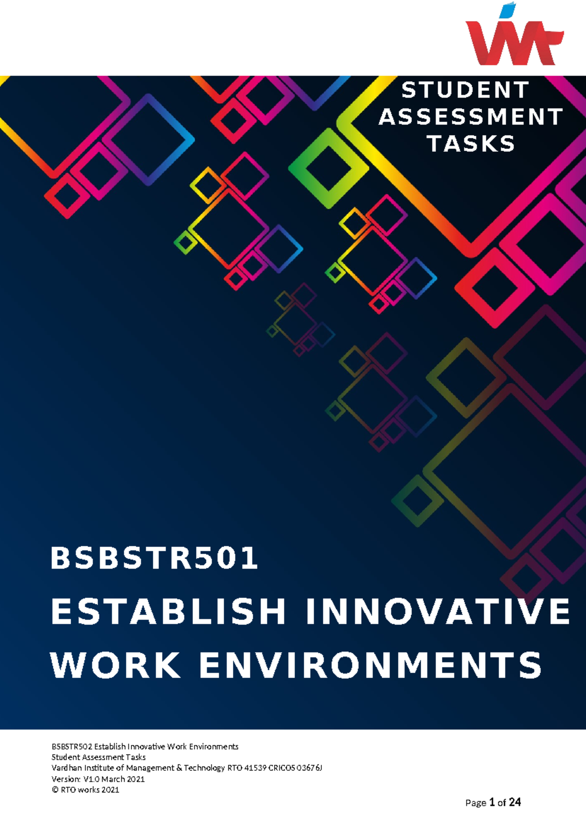 Bsbstr 501 Student Assessment Tasks - ####### BSBSTR502 Establish Innovative Work Environments ...