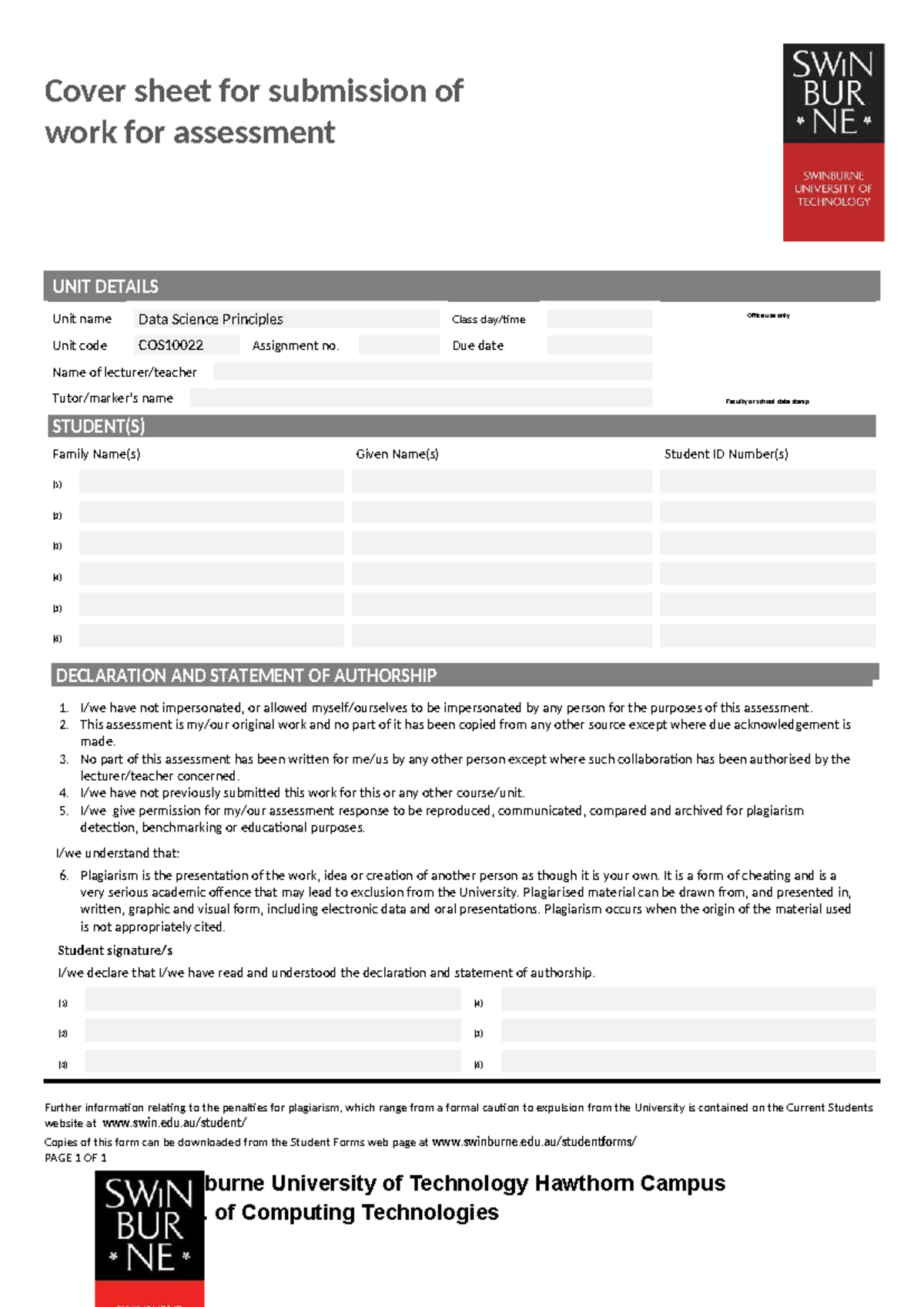 Assignment 02 2024 Template - Cover sheet for submission of work for ...