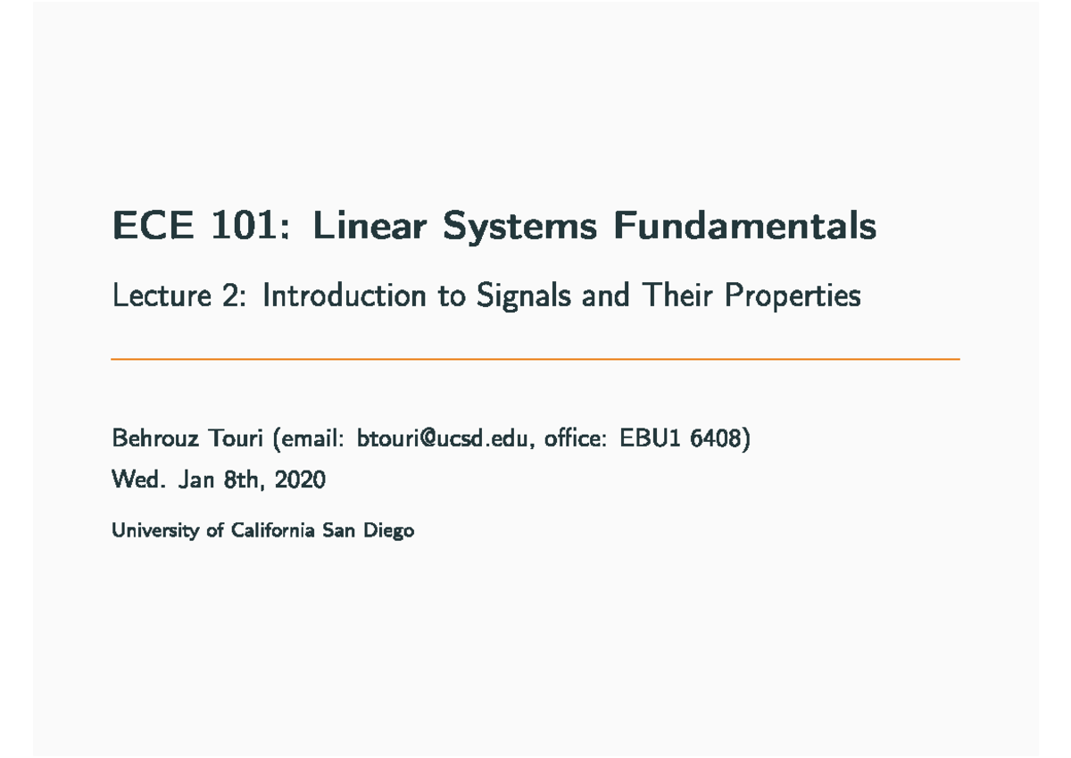 ECE 101 Lectures 2 after final - ECE 271A - Studocu