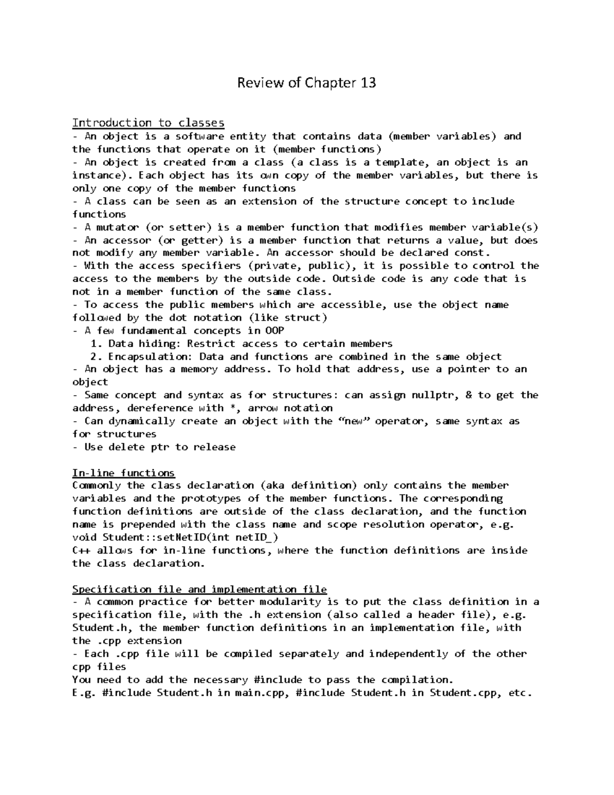 Review of chapter 13 v2 - Professor Khiem Le - Review of Chapter 13 ...