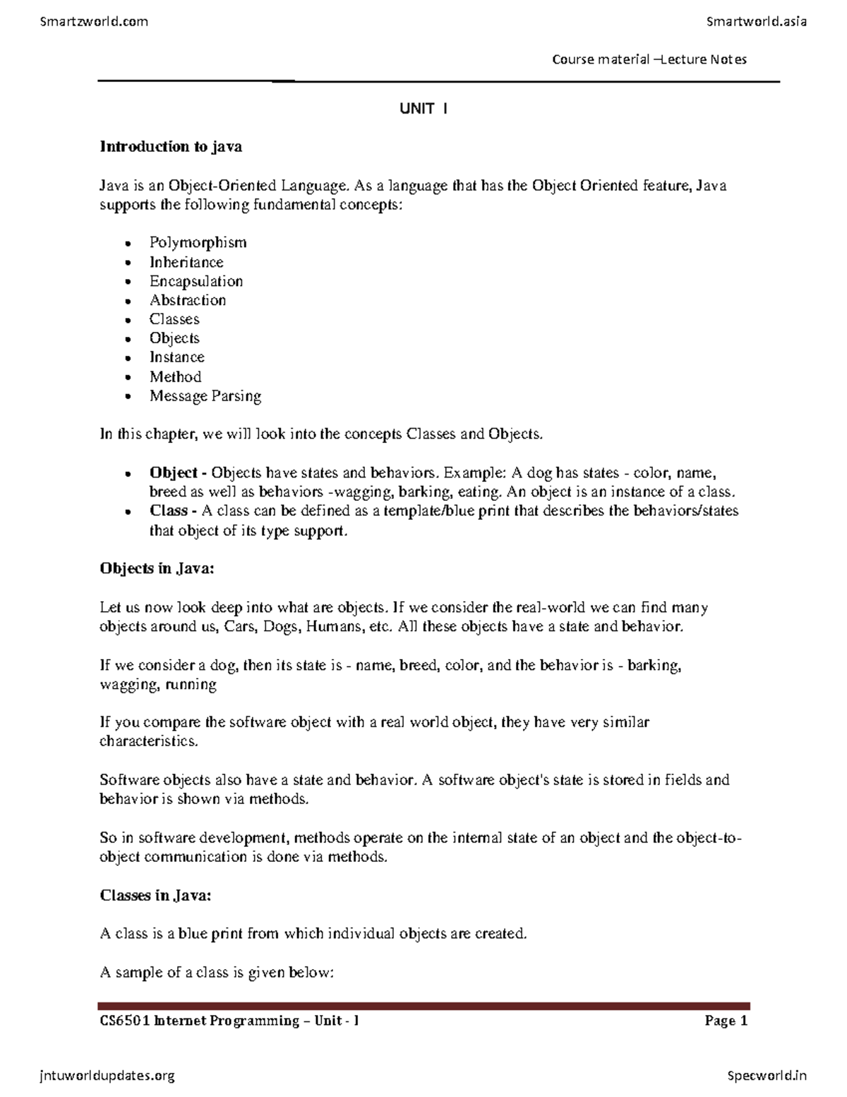 Internet Programming - naaa - Course material – Lecture Notes CS6501 ...