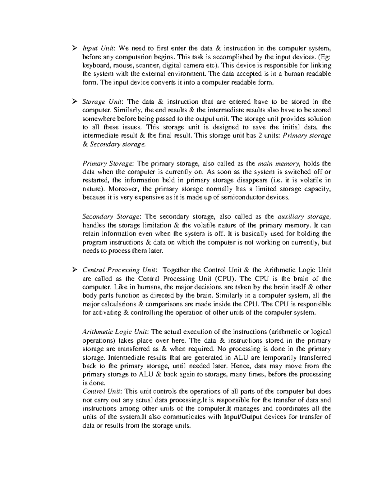 Programming and data structure - Input Unit: We need to first enter the ...