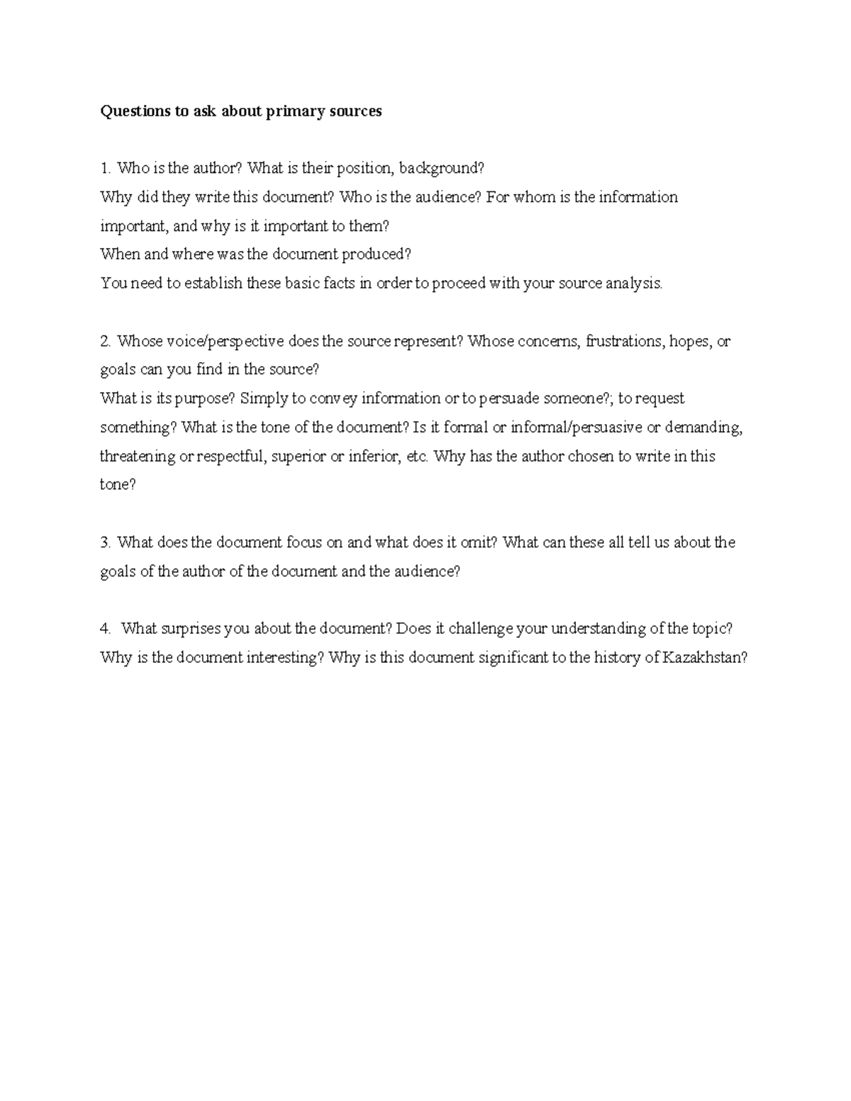 Questions about primary sources - Questions to ask about primary ...