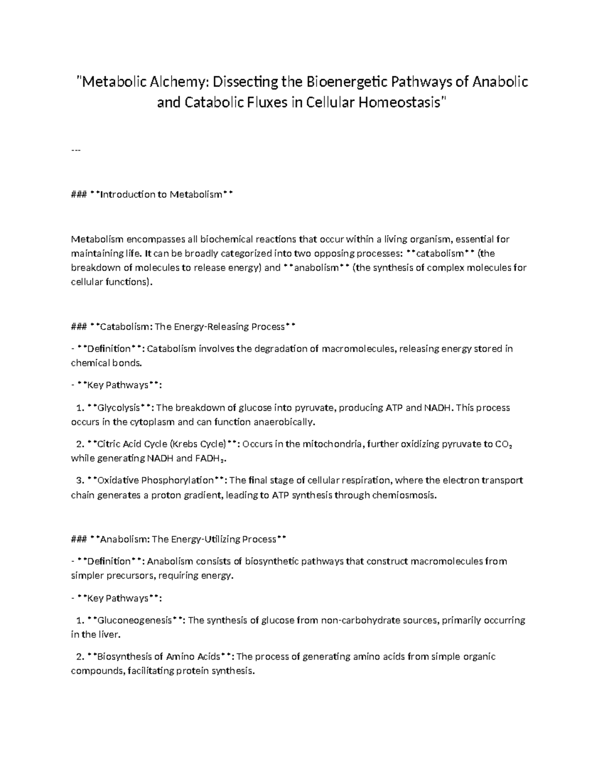 Metabolic Alchemy - "Metabolic Alchemy: Dissecting the Bioenergetic ...