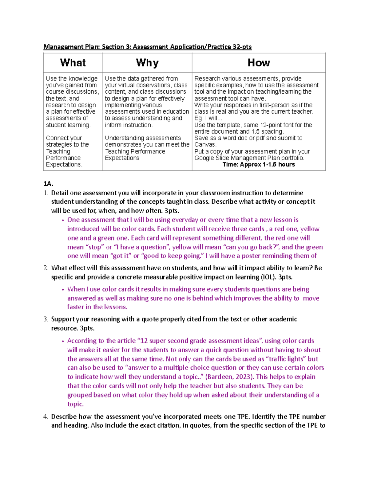 EPC assessment application to practice (wk 6) - Management Plan: Sec 3 ...