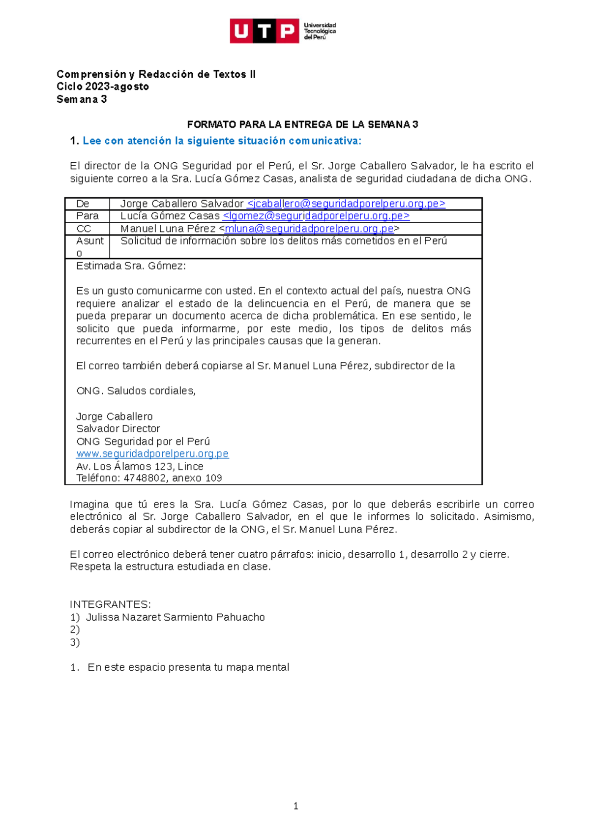 Entrega DE LA Semana 3 - Comprensión y Redacción de Textos II Ciclo ...