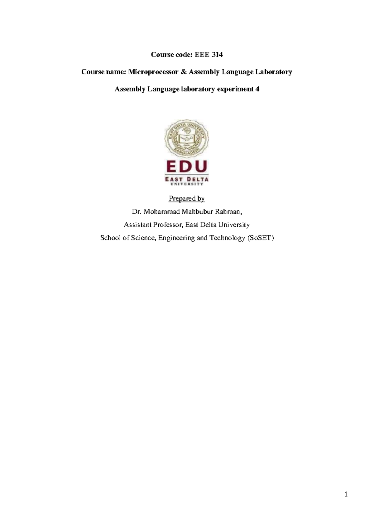 EXP 4 EEE 314 spring 2024 - 1 Course code: EEE 314 Course name ...