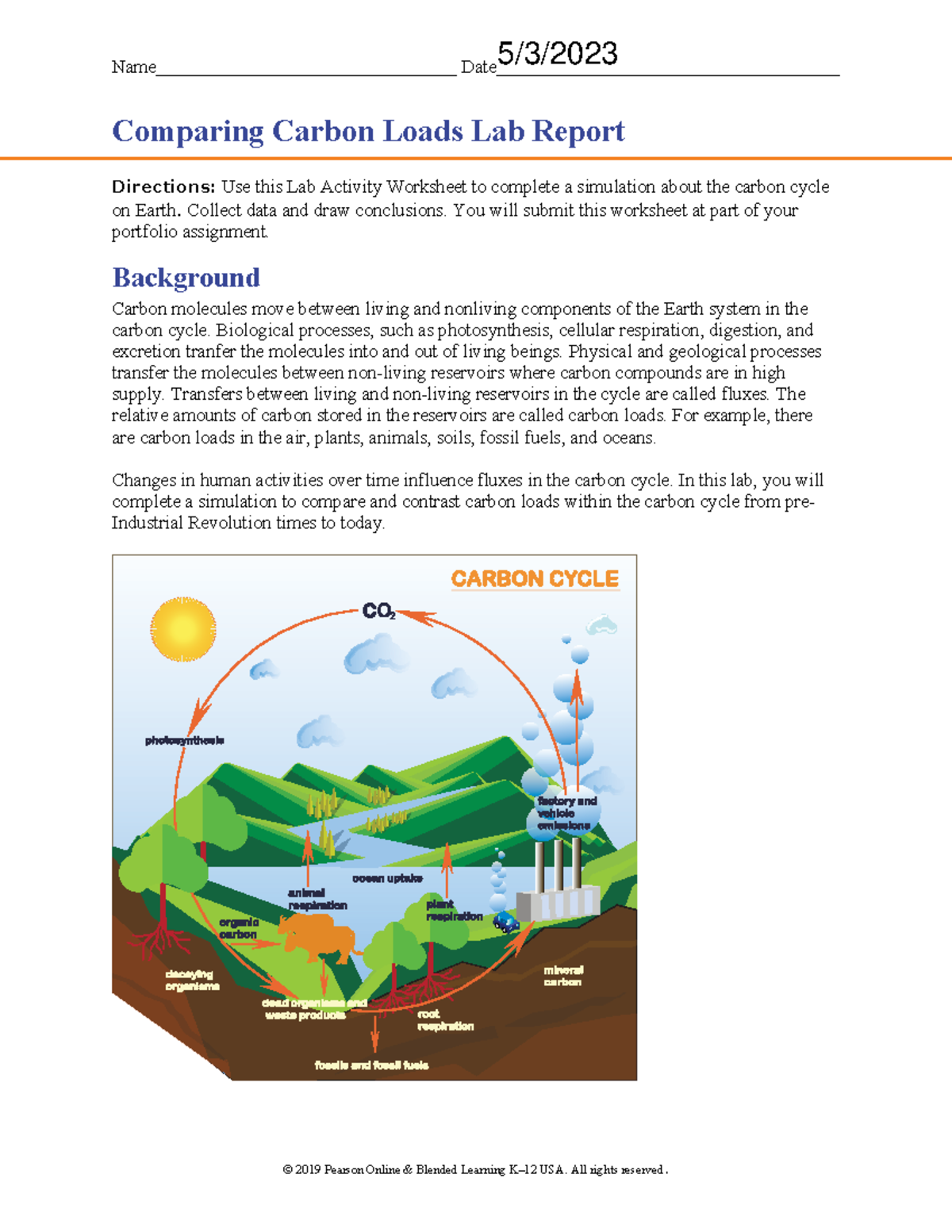 OBL ESCI AH LO11 Comparing Carbon Loads LAB Worksheet SE A ext - Name ...