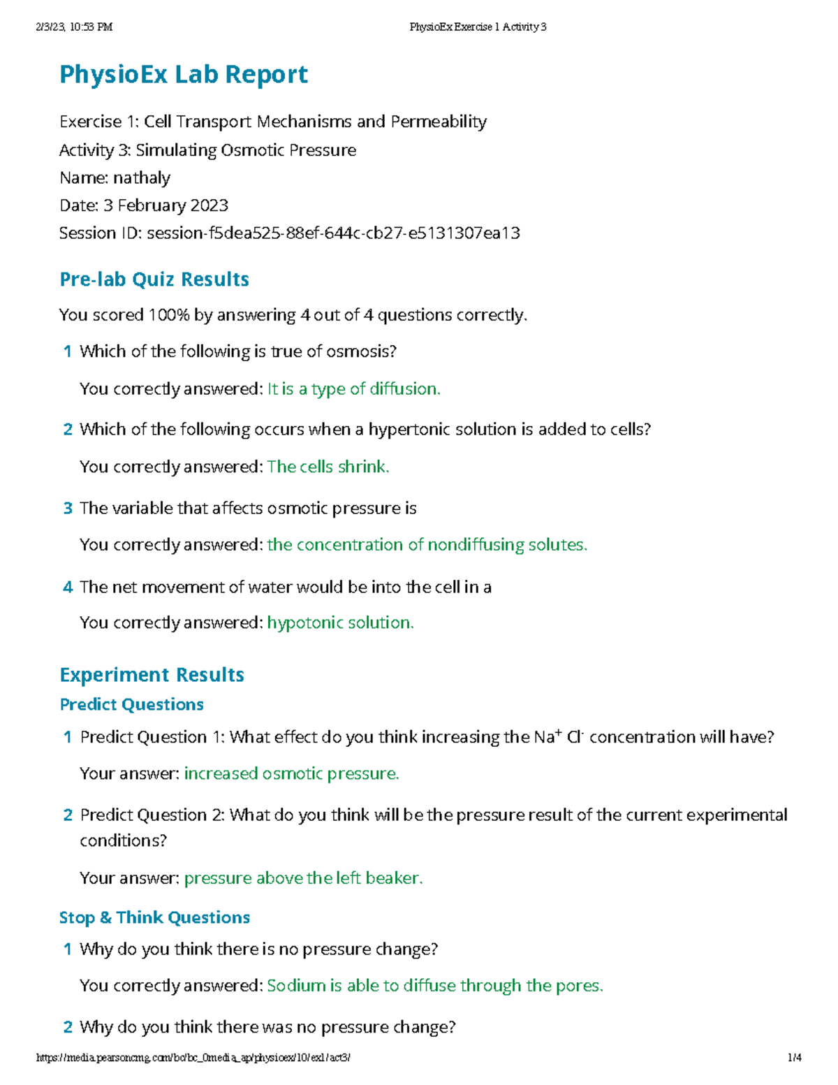Physio Ex Exercise 1 Activity 3 - PhysioEx Lab Report Exercise 1: Cell ...