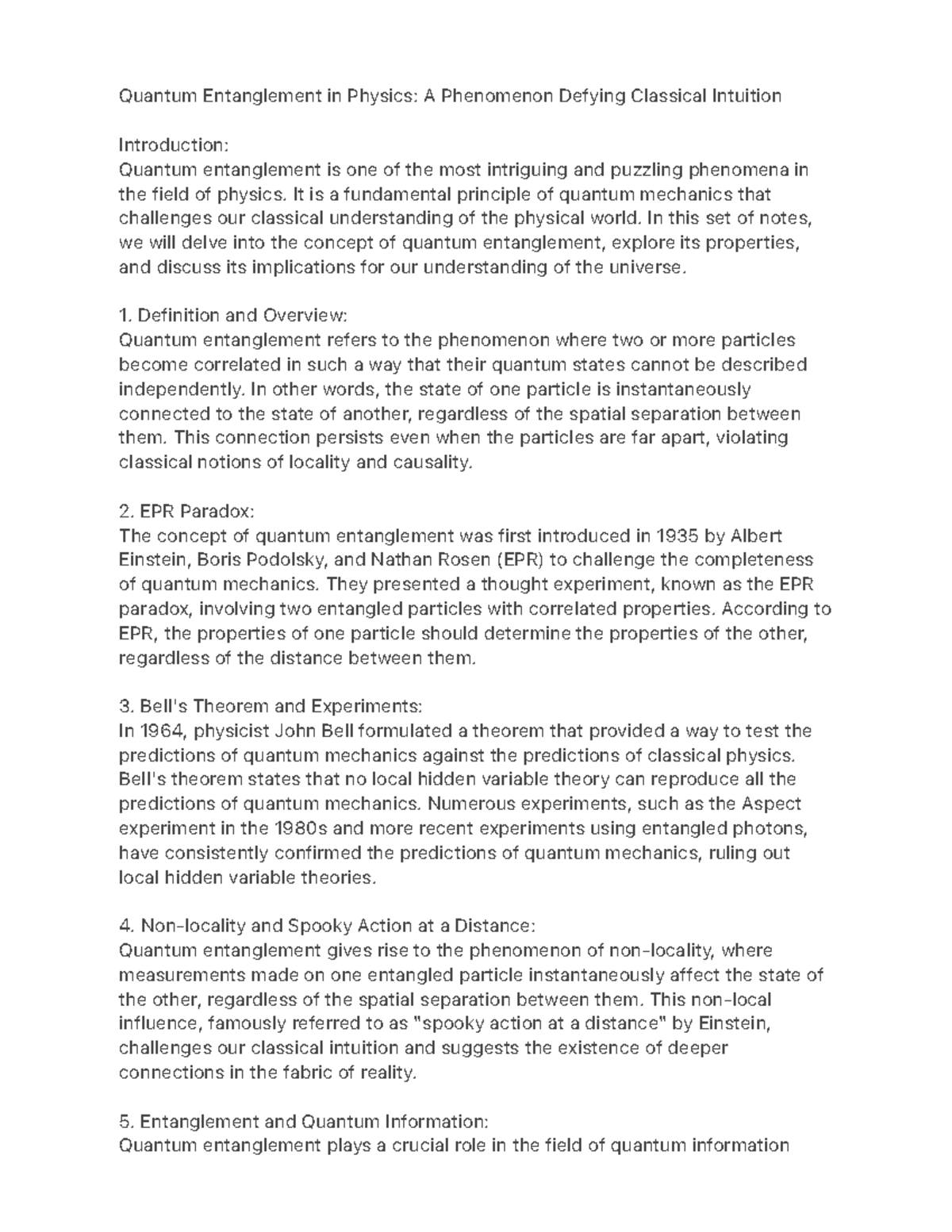 Quantum Entanglement in Physics: A Phenomenon Defying Classical ...