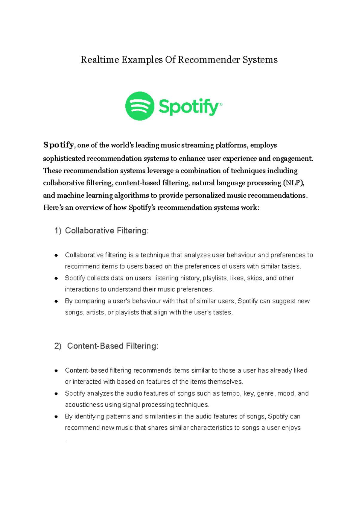 RS-A1 - Realtime Examples Of Recommender Systems Spotify, one of the ...