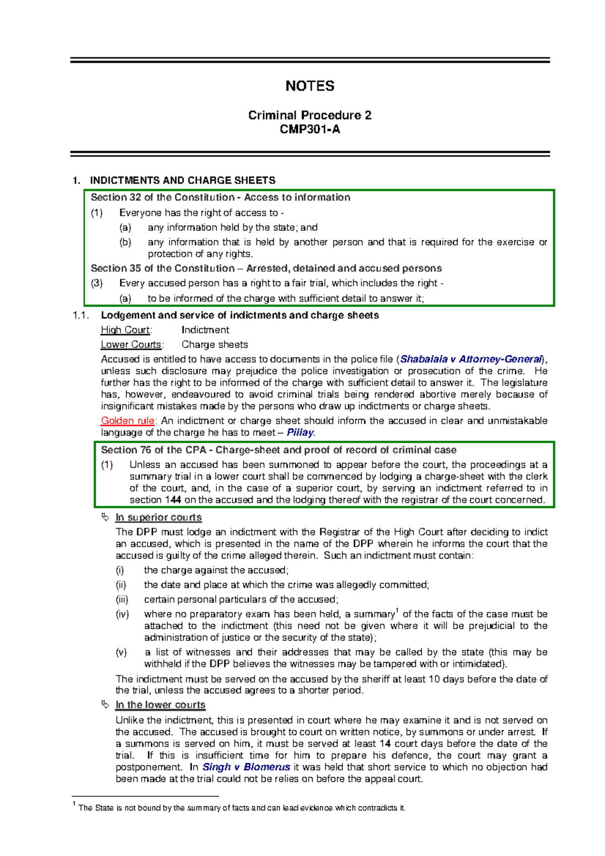 chapter 12 to 22 criminal procedure - NOTES Criminal Procedure 2 CMP301 ...