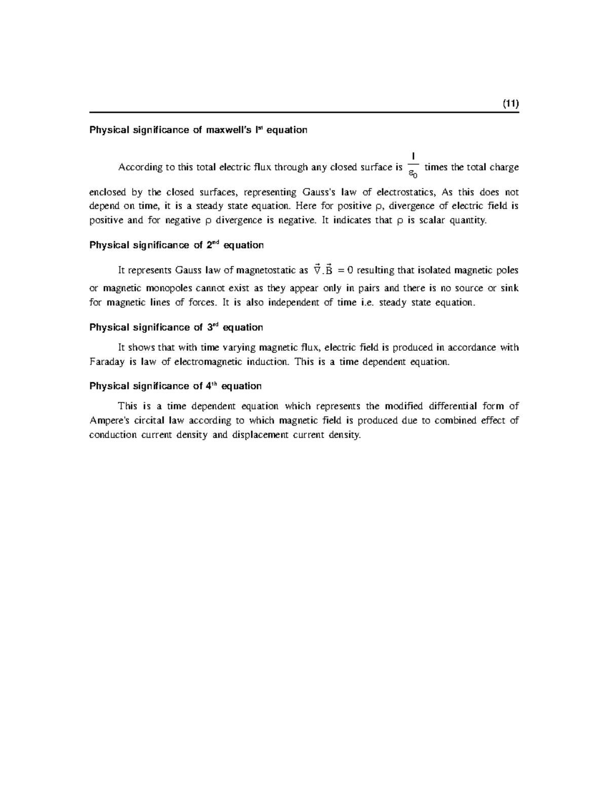 Maxwell equations physical significance - (11) Physical significance of ...