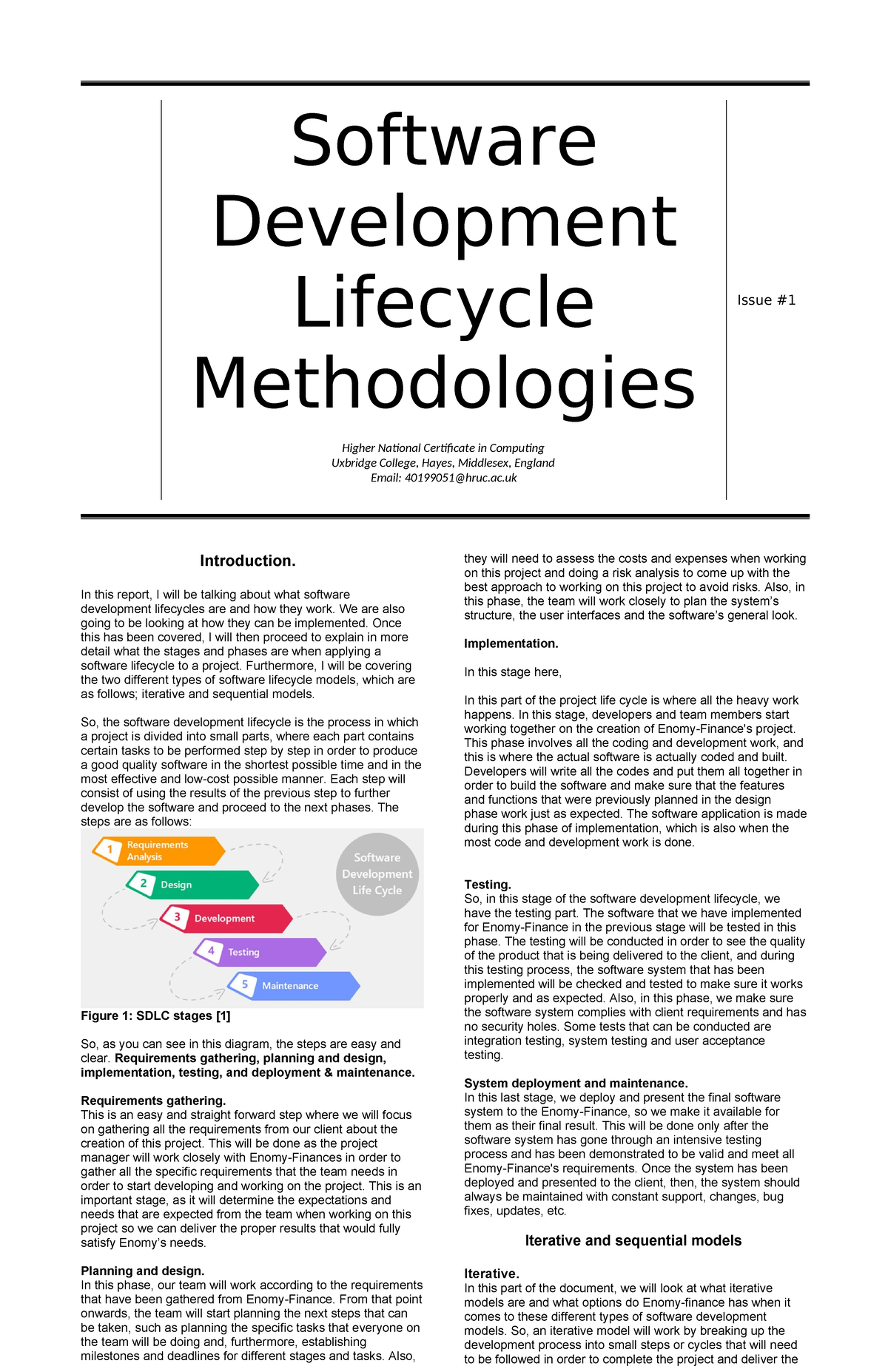 LO1. SDLC 1 - First assignment - Software Development Lifecycle ...