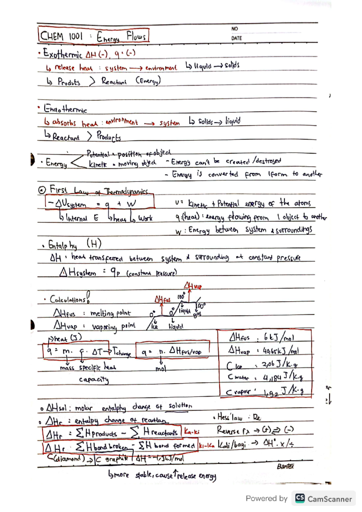 Chem1001-energy flow - From lecture slides, and lecturer explanations ...