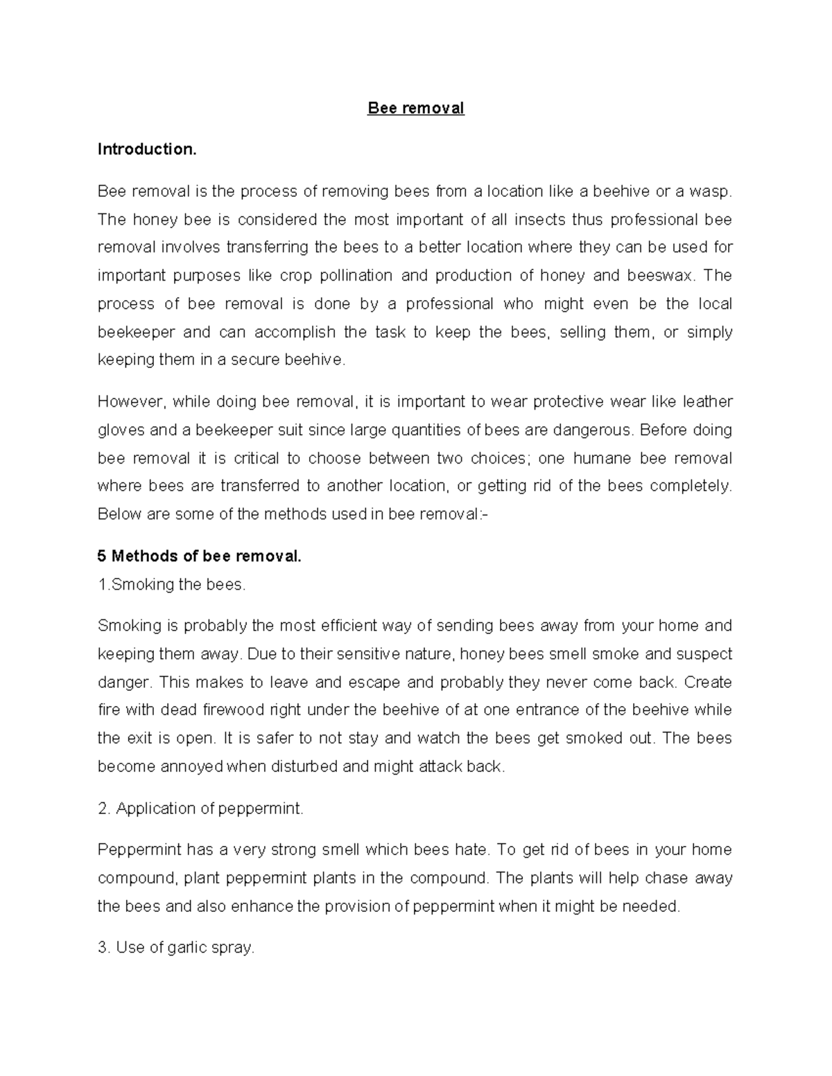 Bee remova updated - Bee removal Introduction. Bee removal is the ...