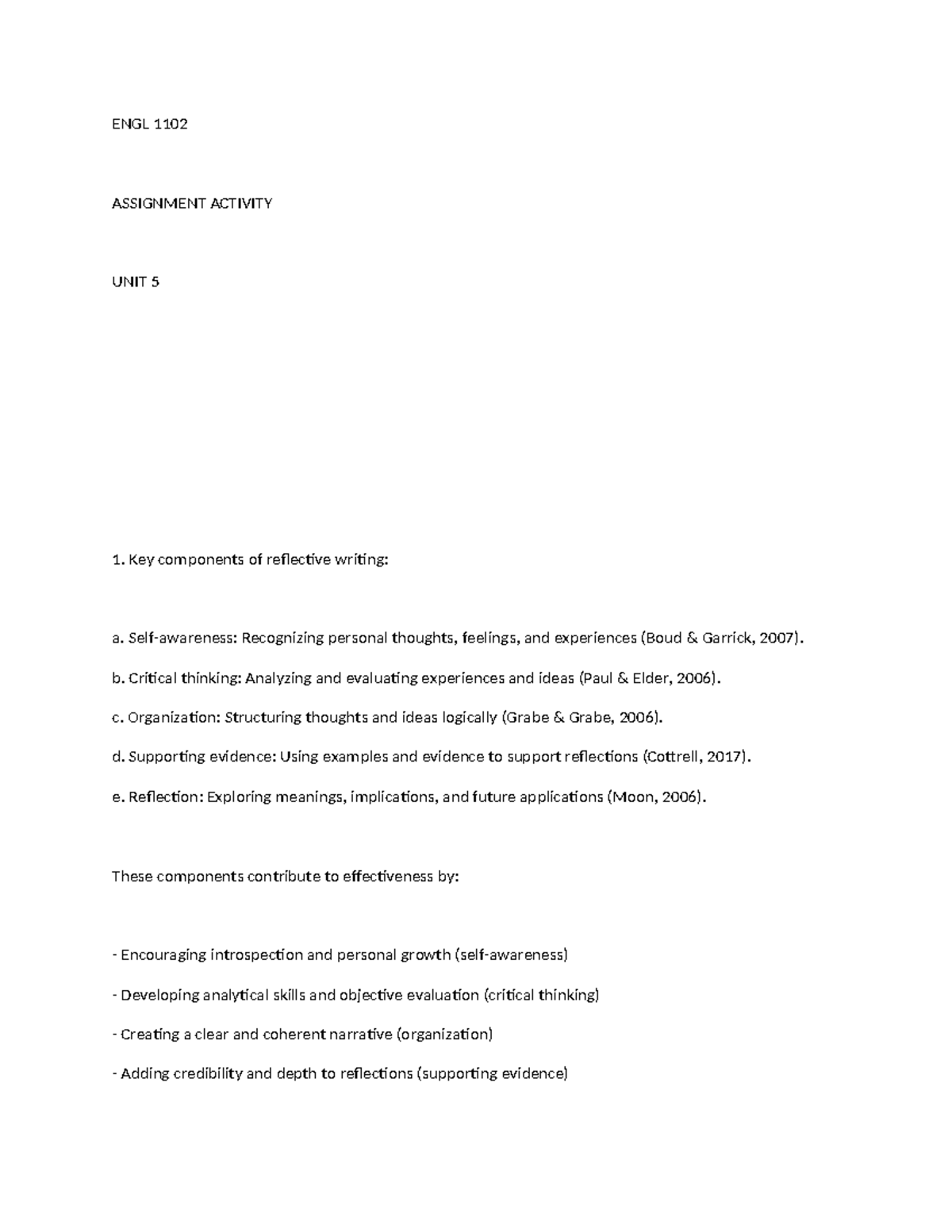 ENGL 1102 WA unit 5 - Written assignment unit 5 for English - ENGL 1102 ASSIGNMENT ACTIVITY UNIT ...