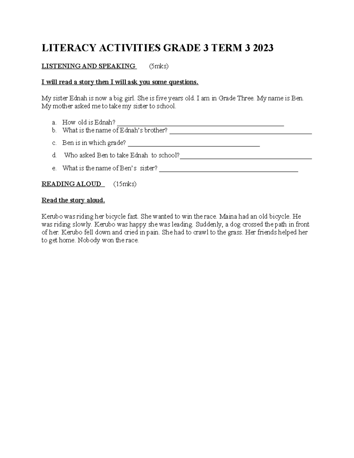 Literacy- Activities - Essays - LITERACY ACTIVITIES GRADE 3 TERM 3 2023 ...