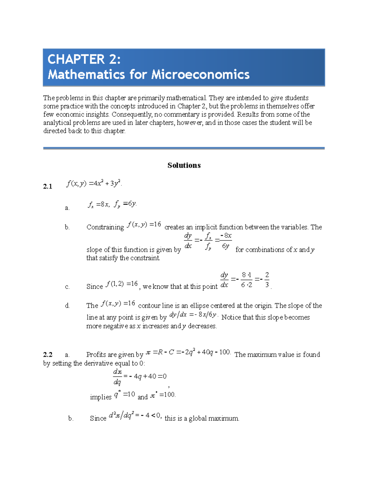 912sample - Sample of Nicholson Chapter 2 - The problems in this ...
