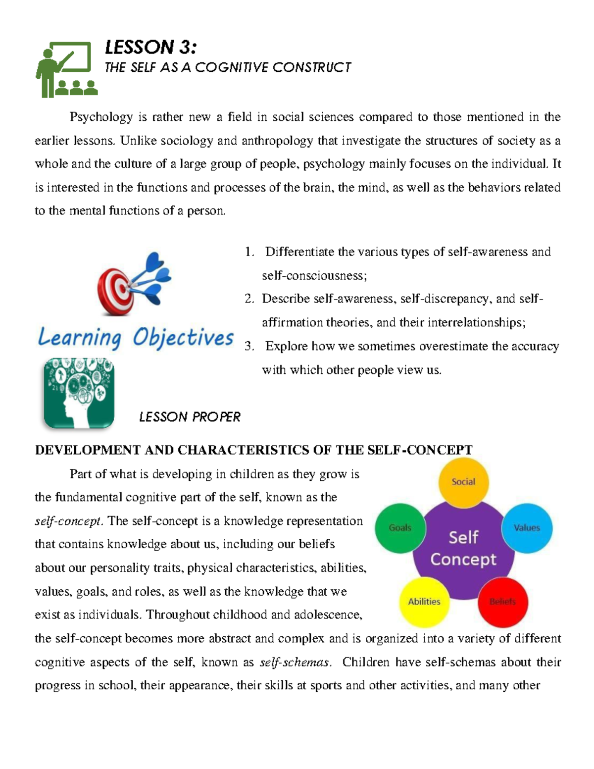 Understanding The Self Lesson 3 - BSBA Marketing Management - Studocu