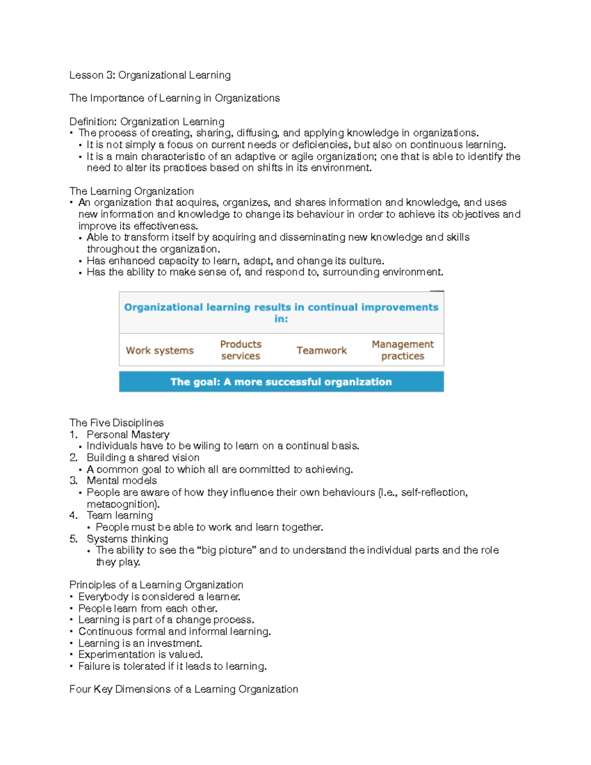 Lesson 3 - lecture notes - Lesson 3: Organizational Learning The ...
