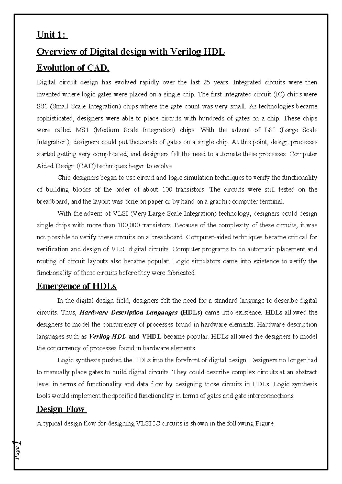Verilog module 1 - HELP FULL - 1 Unit 1: Overview of Digital design with Verilog HDL Evolution ...