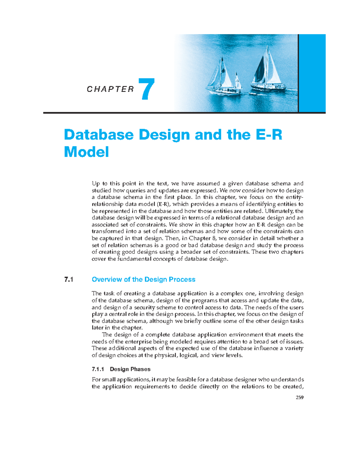 Database Design Database Design And The E R Model C H A P T E R 7 Database Design And The E R