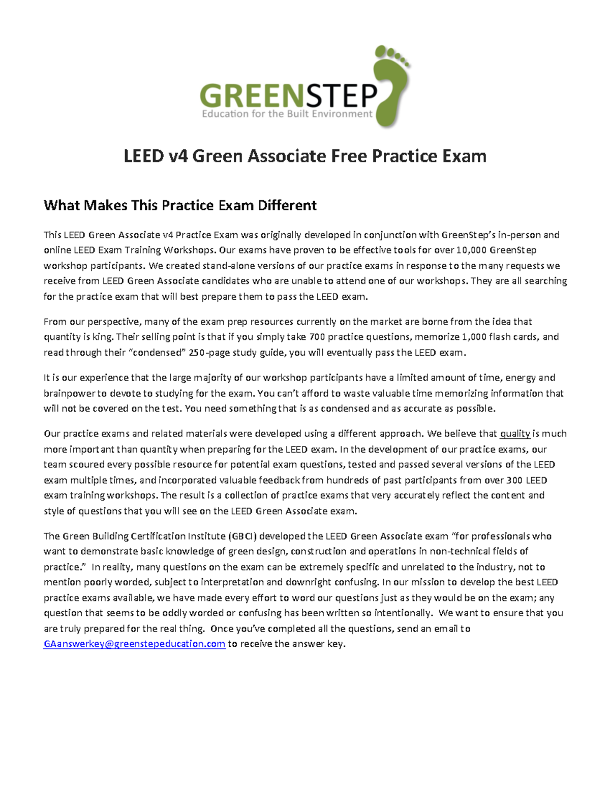 Greenstep-free-leedv 4-ga-practice-exam for bignners and to pass the ...