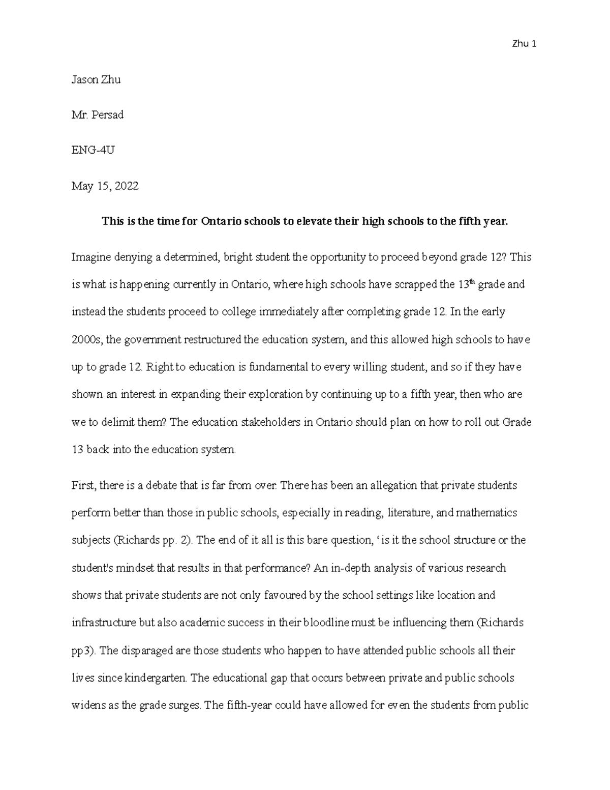 Persuasive essay - ENG4U - StuDocu