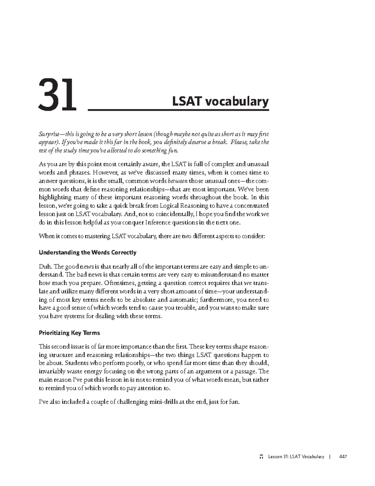 31 lsat vocabulary sample chapter - Lesson 31: LSAT Vocabulary | 447 ...