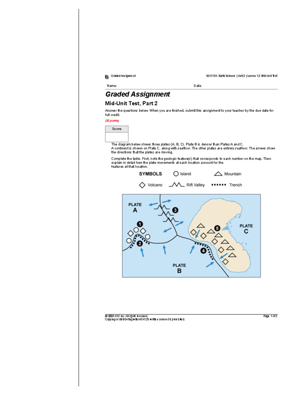 Mid-Unit Test, Part2 - Graded Assignment SCI113A: Earth Science | Unit ...