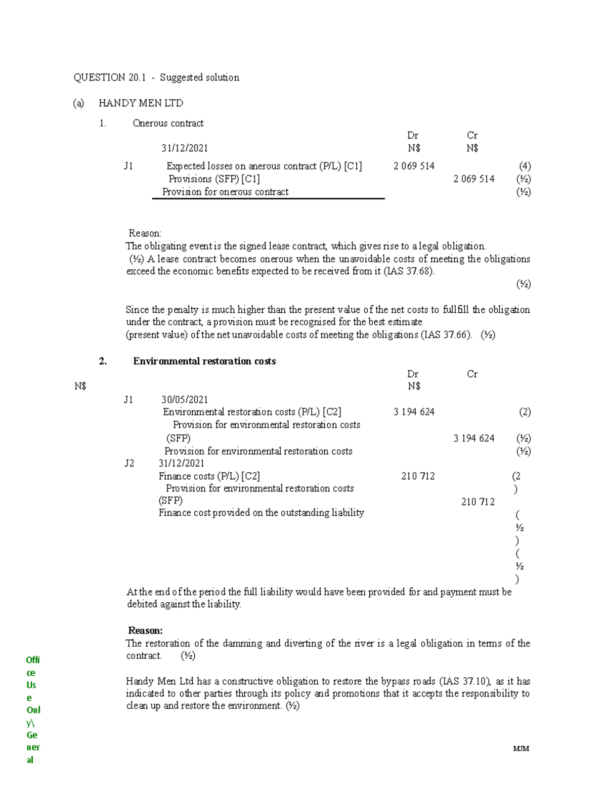Solution Q2 part B - NOTES - QUESTION 20 - Suggested solution (a) HANDY ...