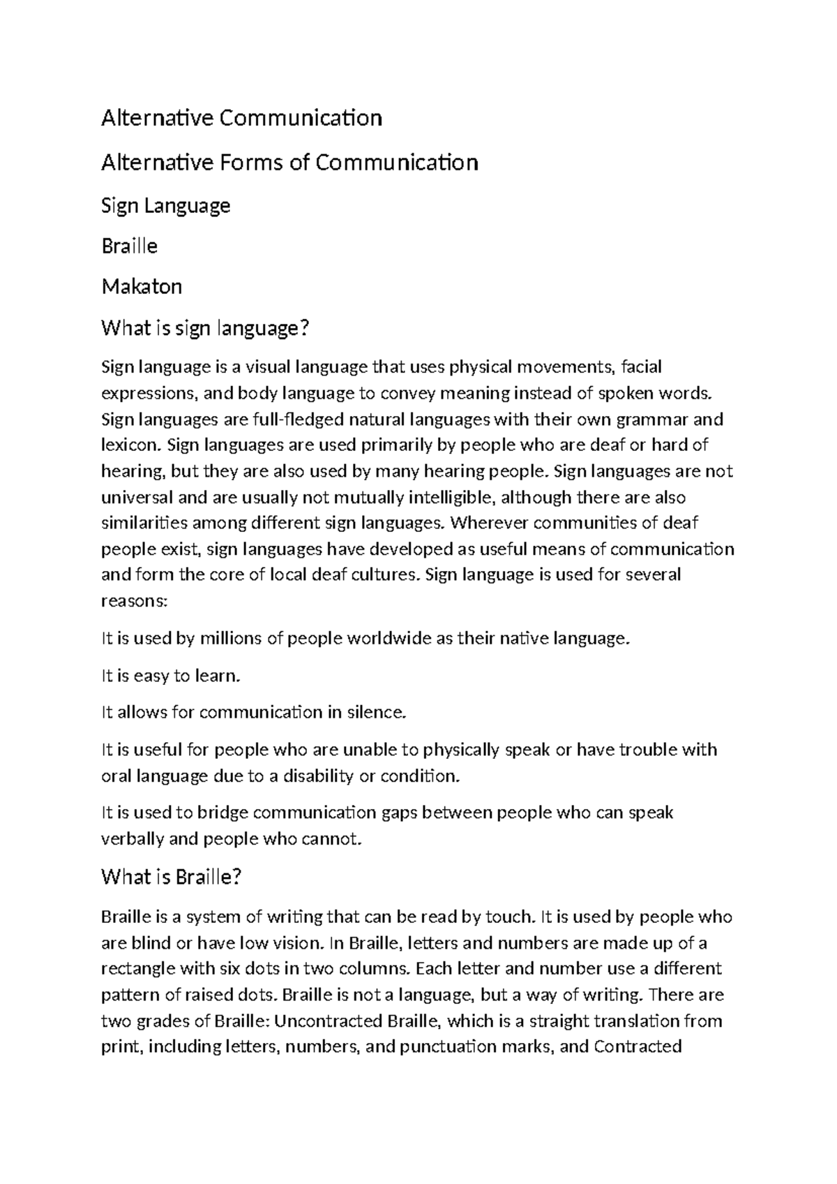 Alternative Communication - Alternative Communication Alternative Forms ...