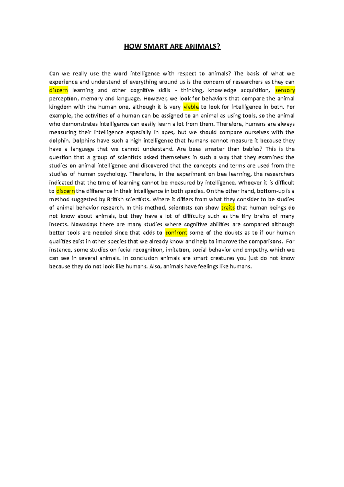 HOW Smart ARE Animals - Apuntes 23 - HOW SMART ARE ANIMALS? Can we ...