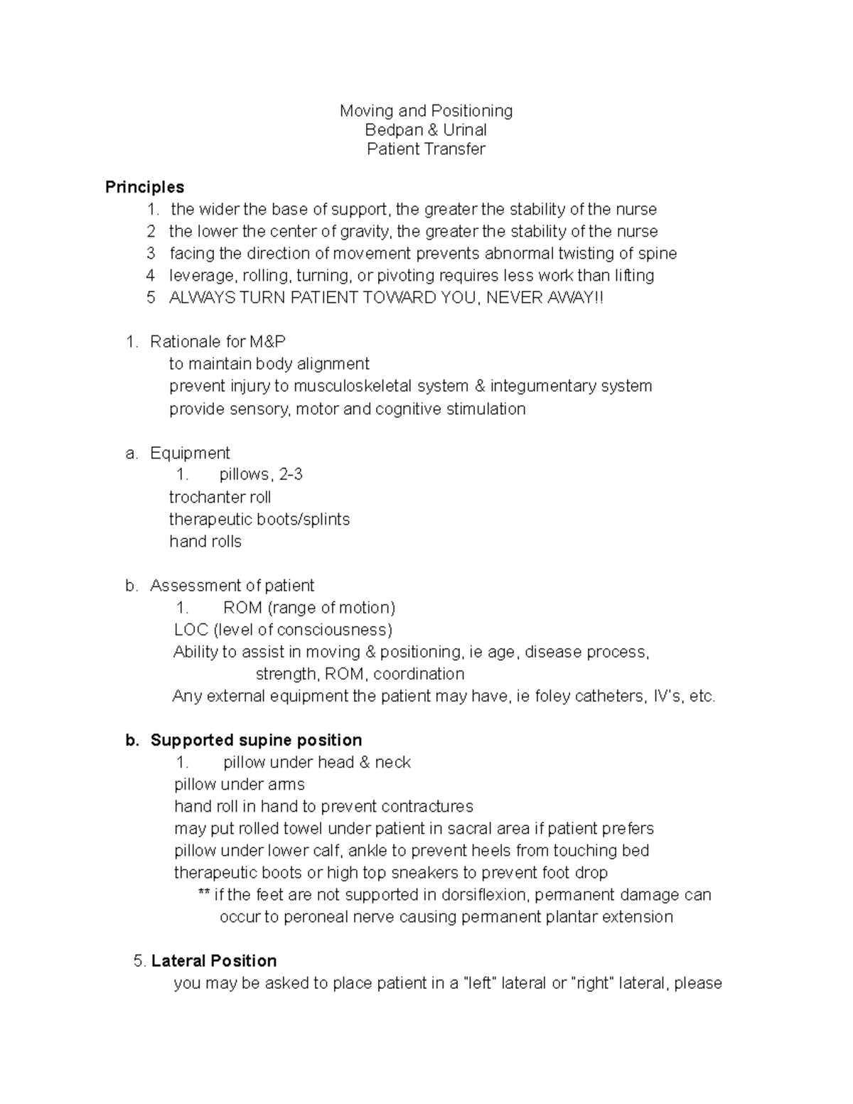 Moving and Positioning Sp 23 - Moving and Positioning Bedpan & Urinal ...