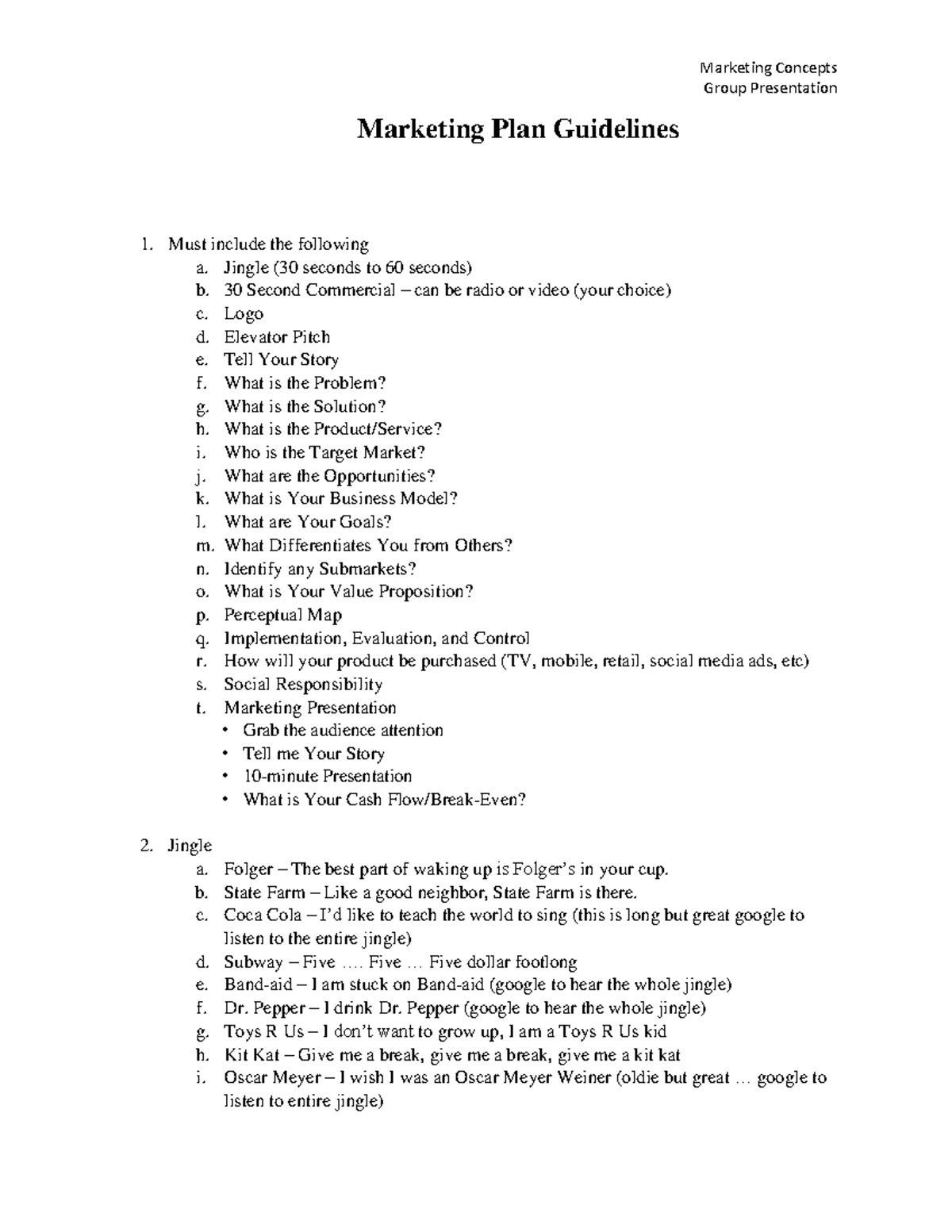 Marketing Plan Guidelines - Marketing Concepts Group Presentation ...