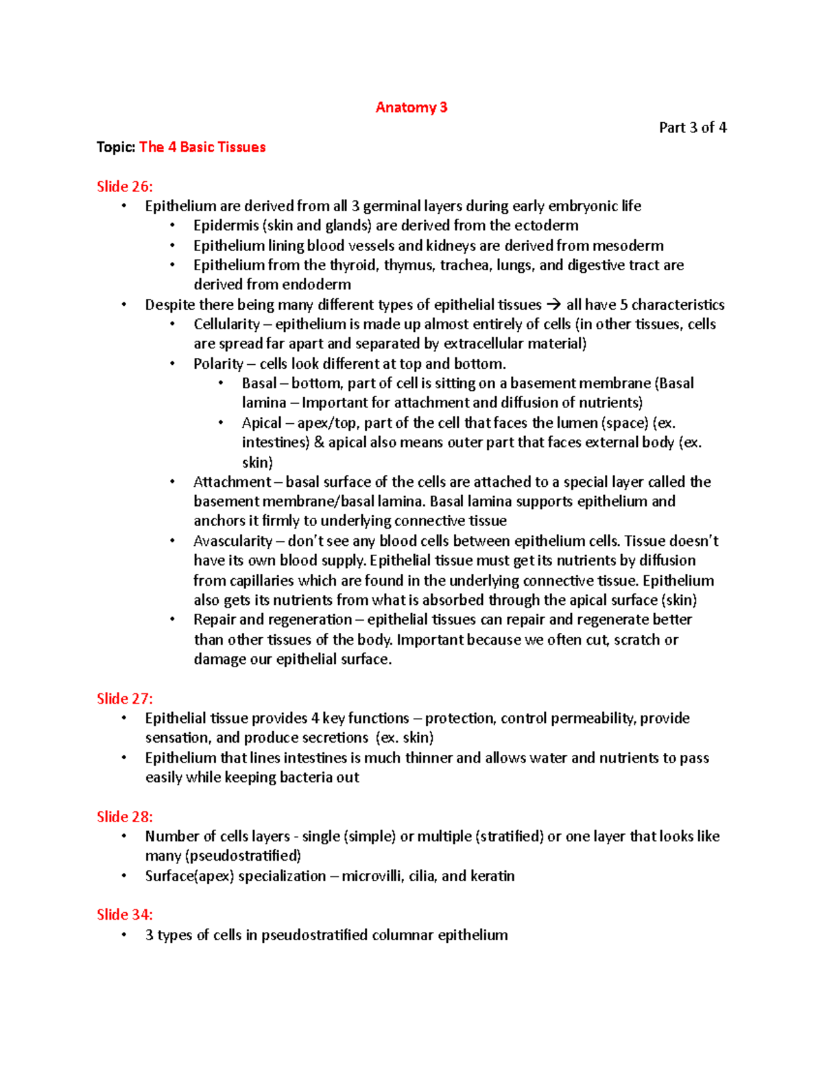 Anatomy 3 - lecture 2, part 3 - Anatomy 3 Part 3 of 4 Topic: The 4 ...