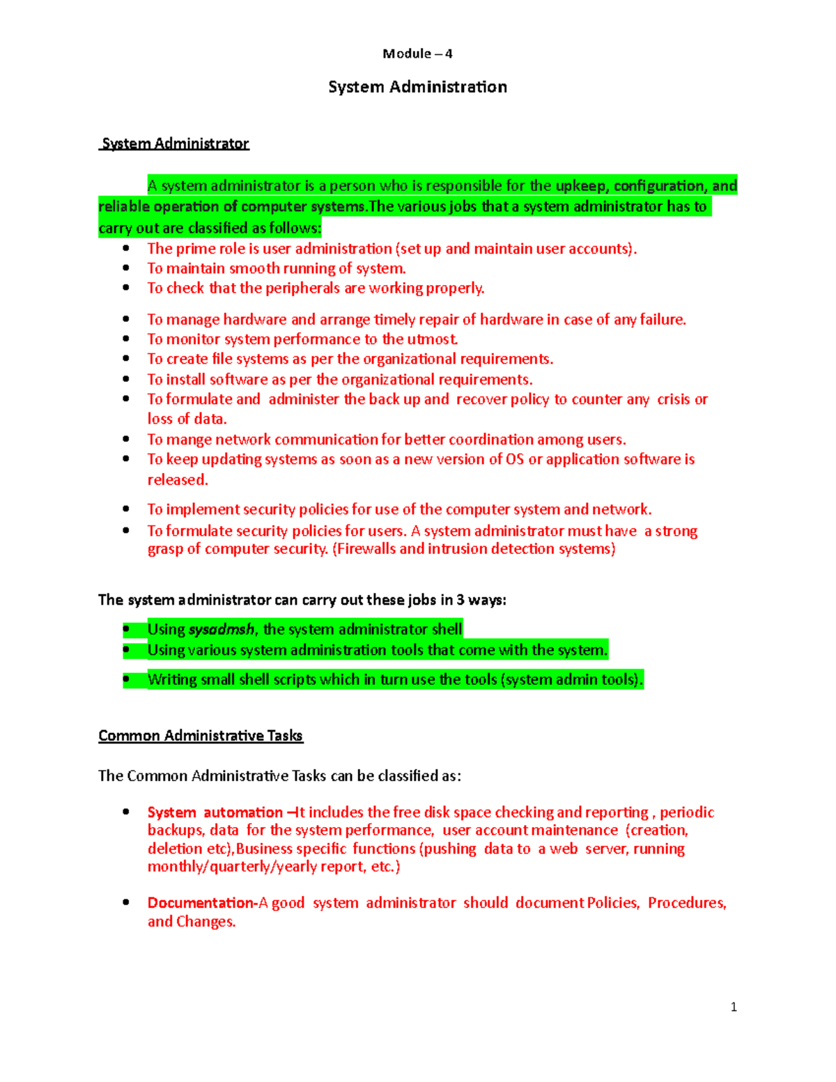 Module 4 - common administrative task of systems and file processing ...