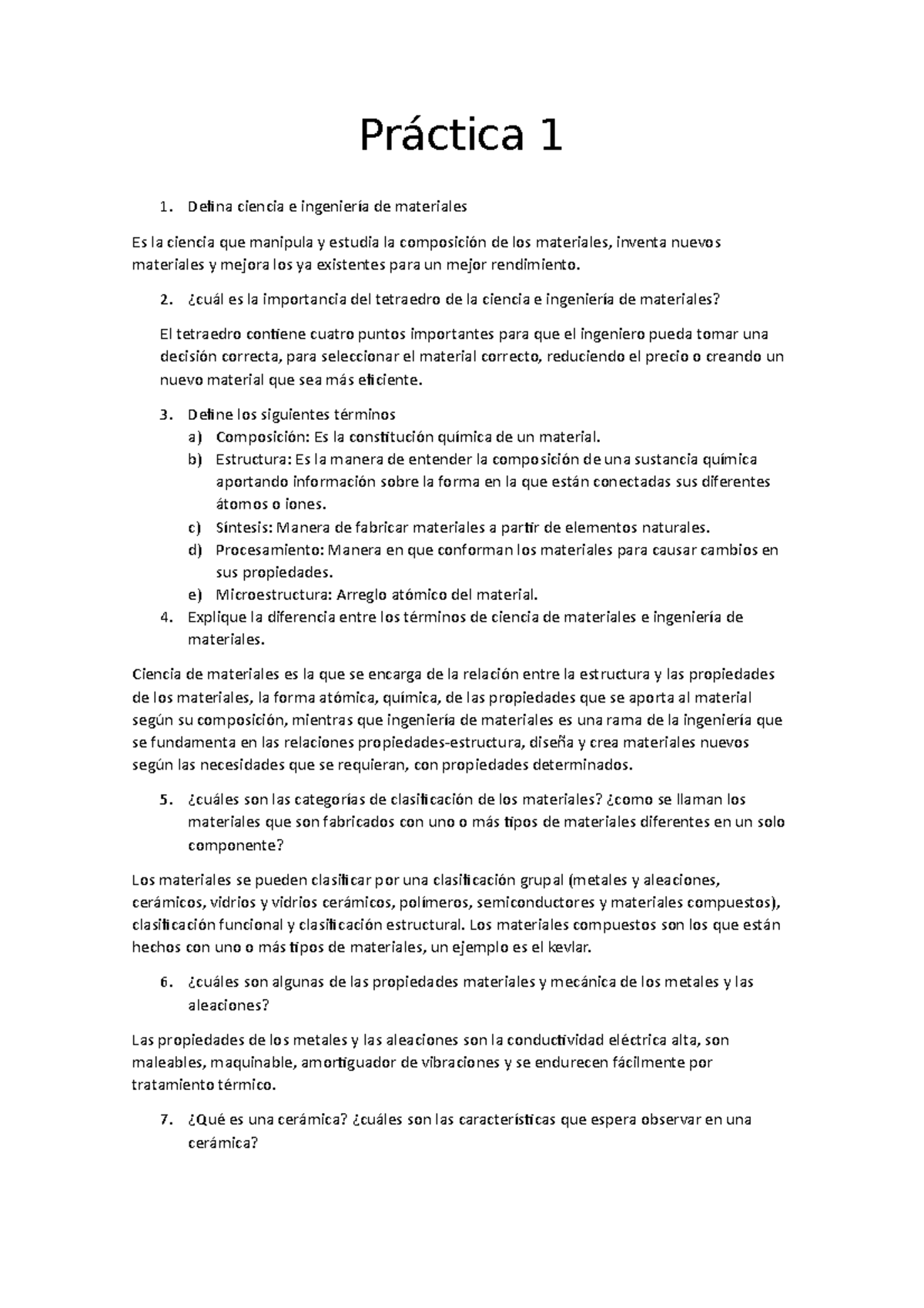 Práctica 1 - Práctica 1 - Práctica 1 Defina ciencia e ingeniería de ...