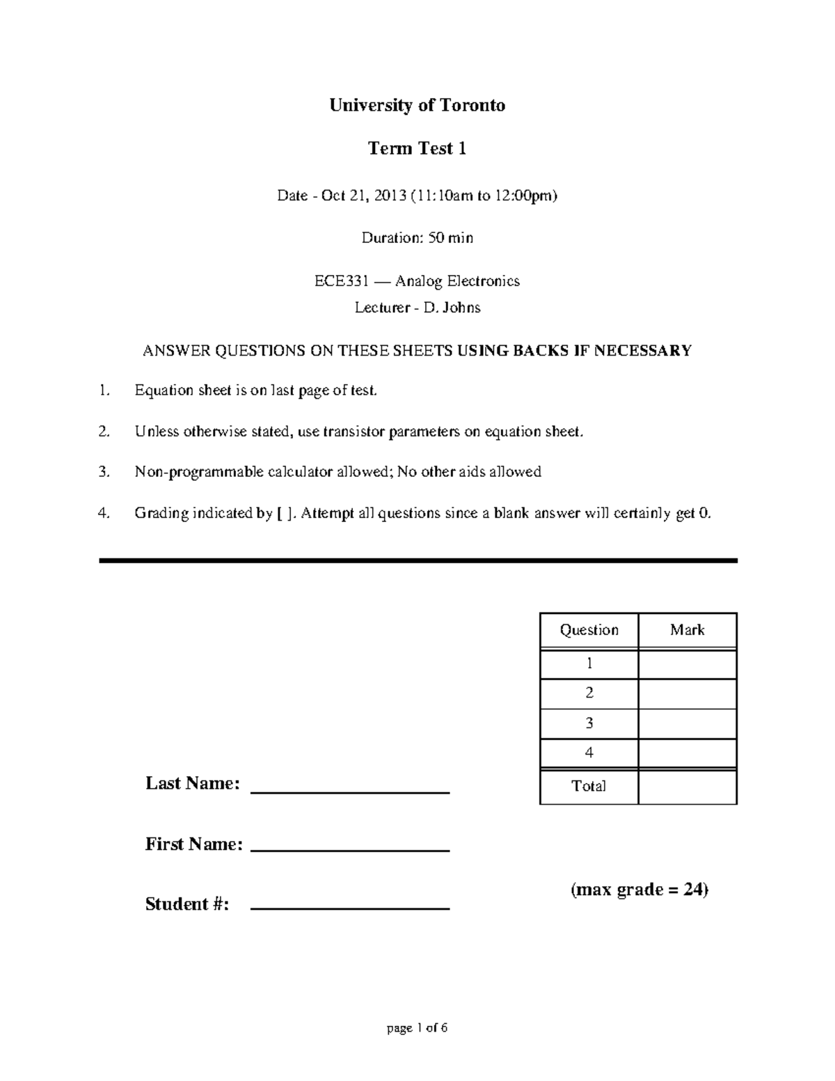 Exam 13 December 2012, questions and answers - University of Toronto ...