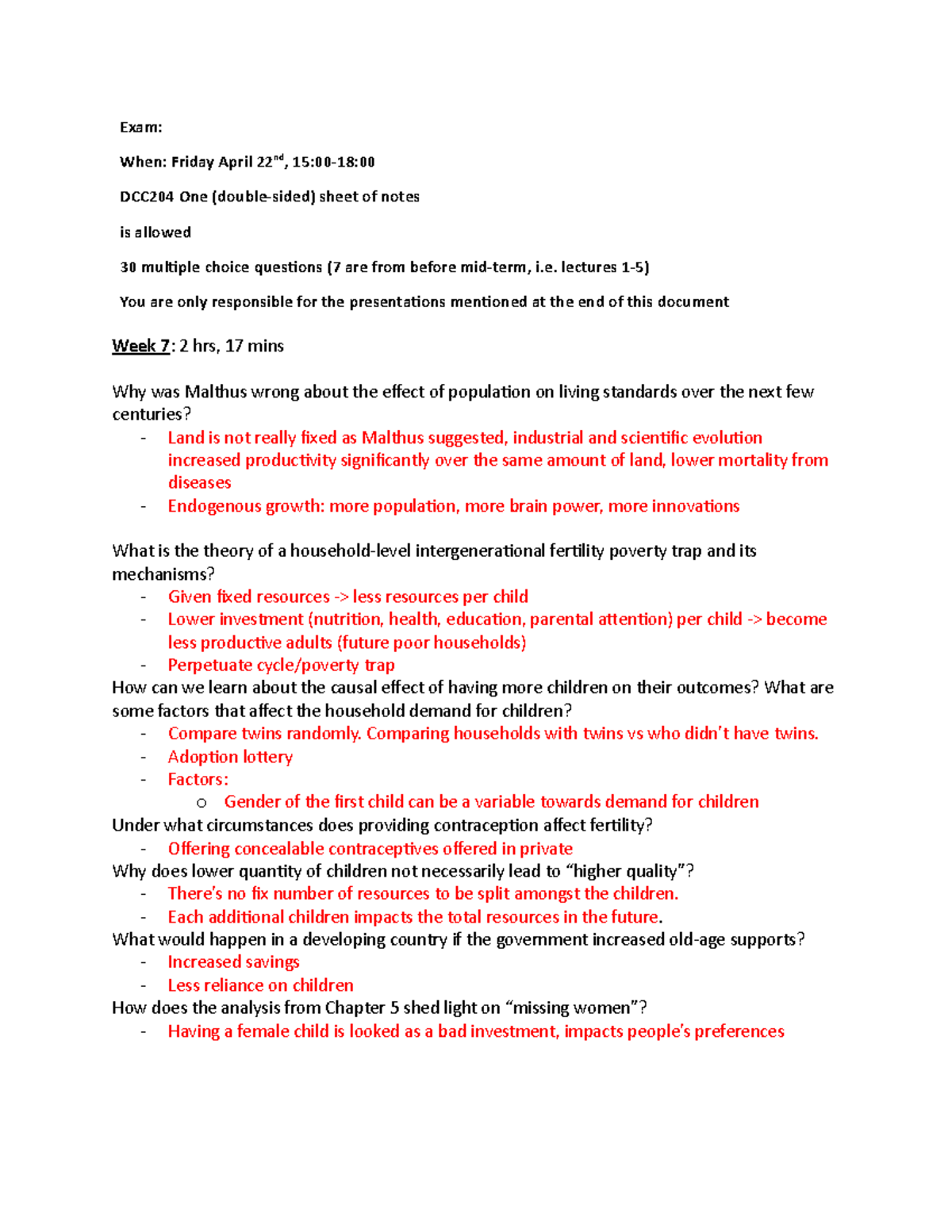 Final exam guide - exam review - Exam: When: Friday April 22nd, 15:00 ...