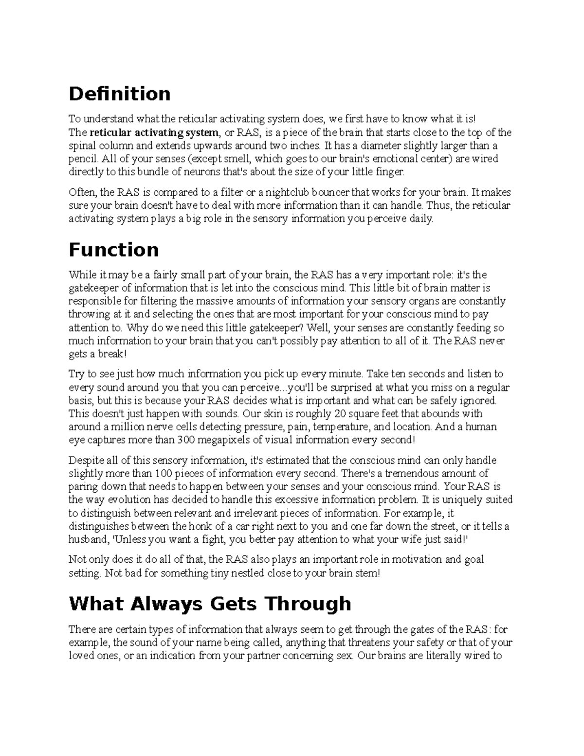 Note for ARAS in Chapter 4 - Definition To understand what the ...