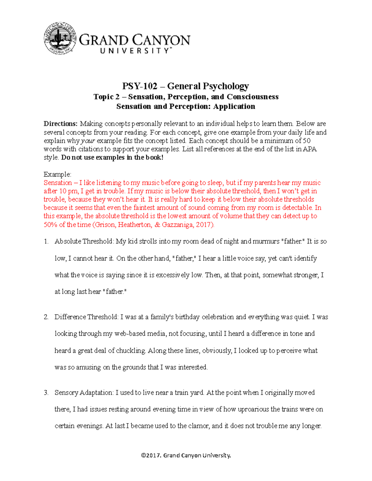 PSY 102 RS T2 Sensation Perception Applications - PSY-102 – General ... PSY 102 RS T2 Sensation Perception Applications - PSY-102 – General ...