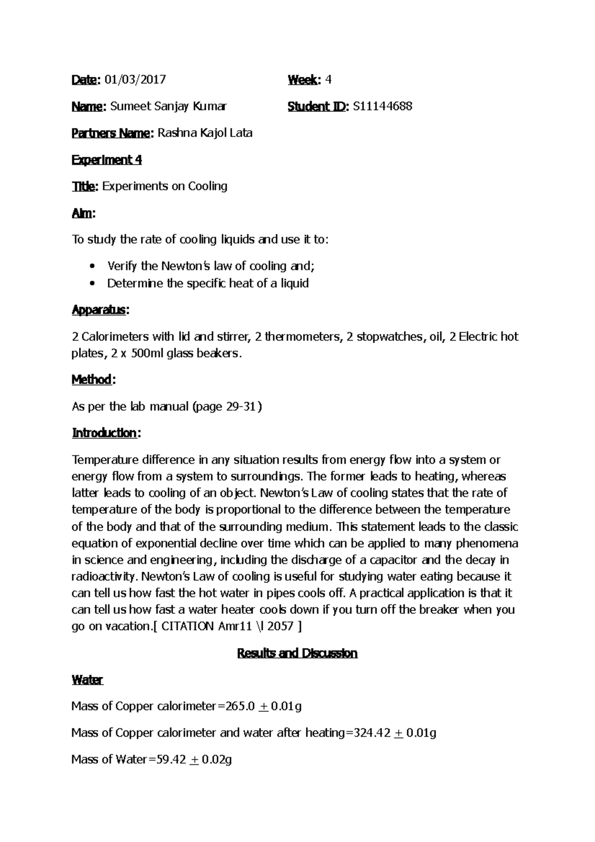 PH102 Lab 1 Write Up - LABS - Date: 01/03/2017 Week: 4 Name: Sumeet ...