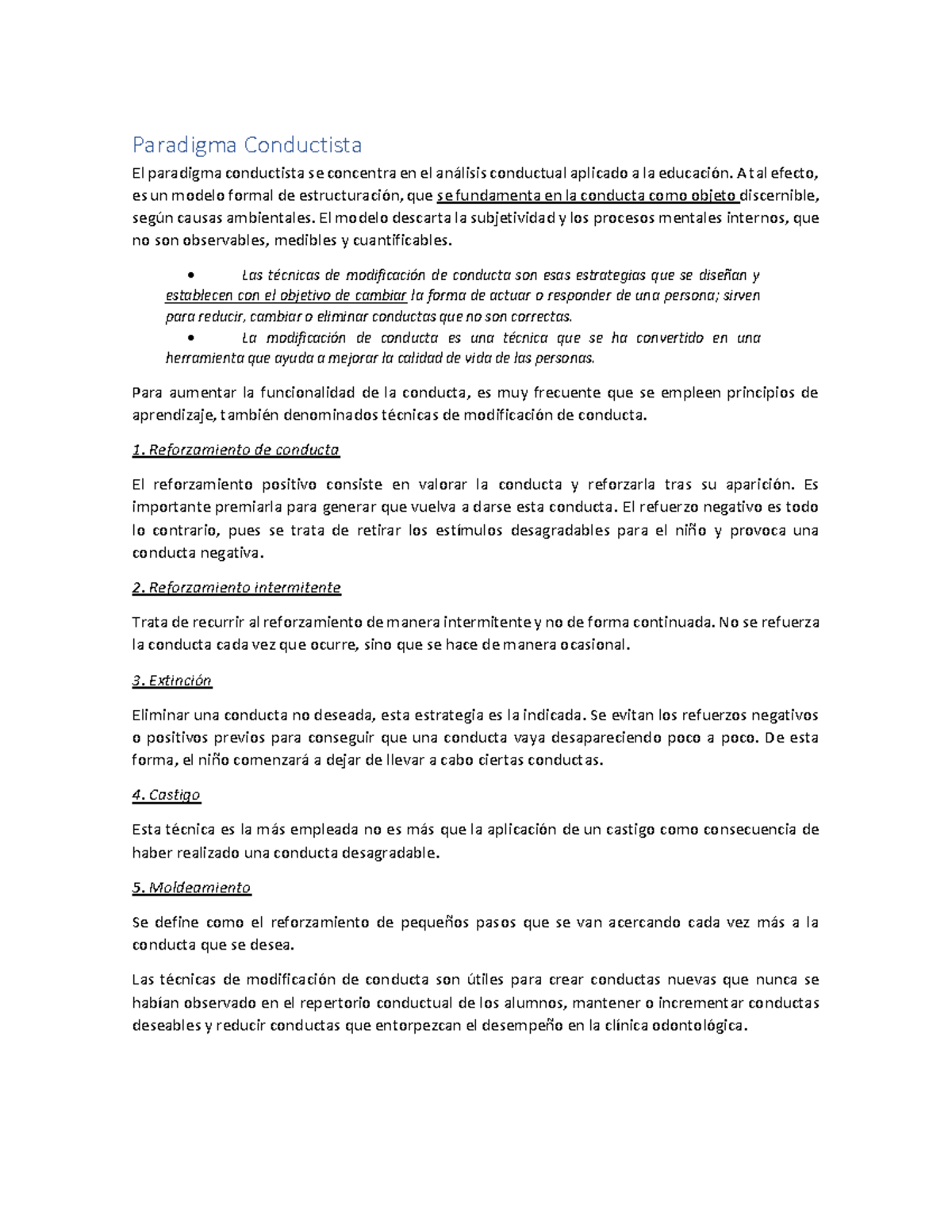 Paradigma Conductista - A tal efecto, es un modelo formal de ...