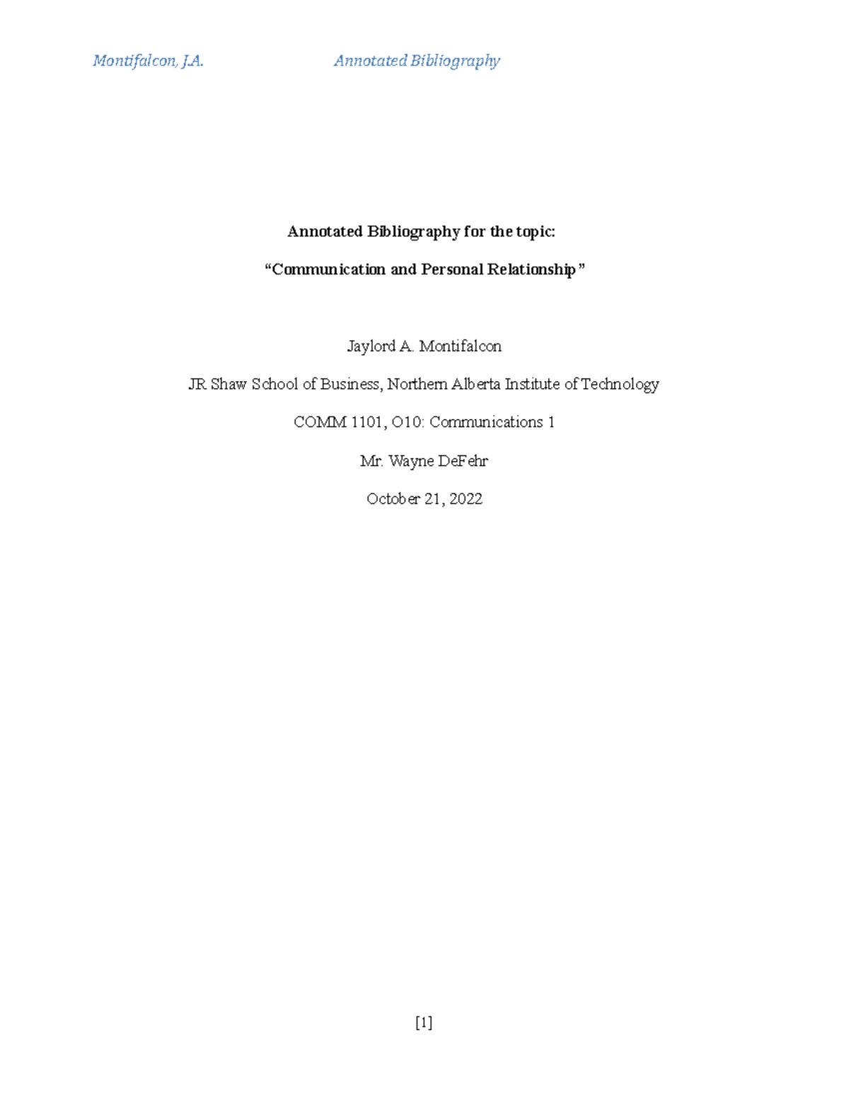 Annotated Bibliography JAMontifalcon - Annotated Bibliography for the ...