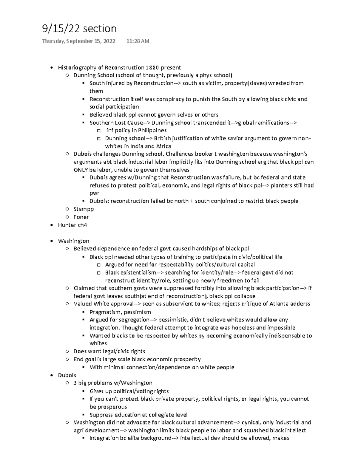 Hist125b section notes 3 - Historiography of Reconstruction 1880 ...