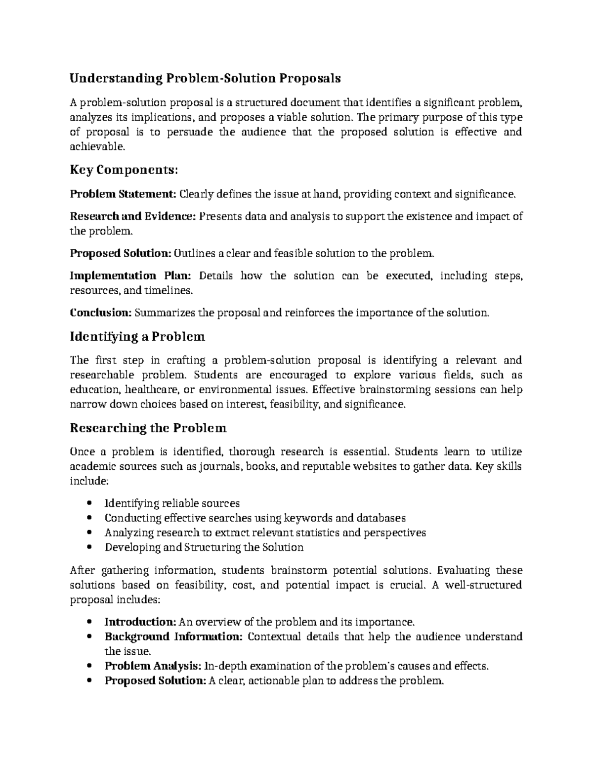 Week 10 - Sample draft and format - Understanding Problem-Solution ...