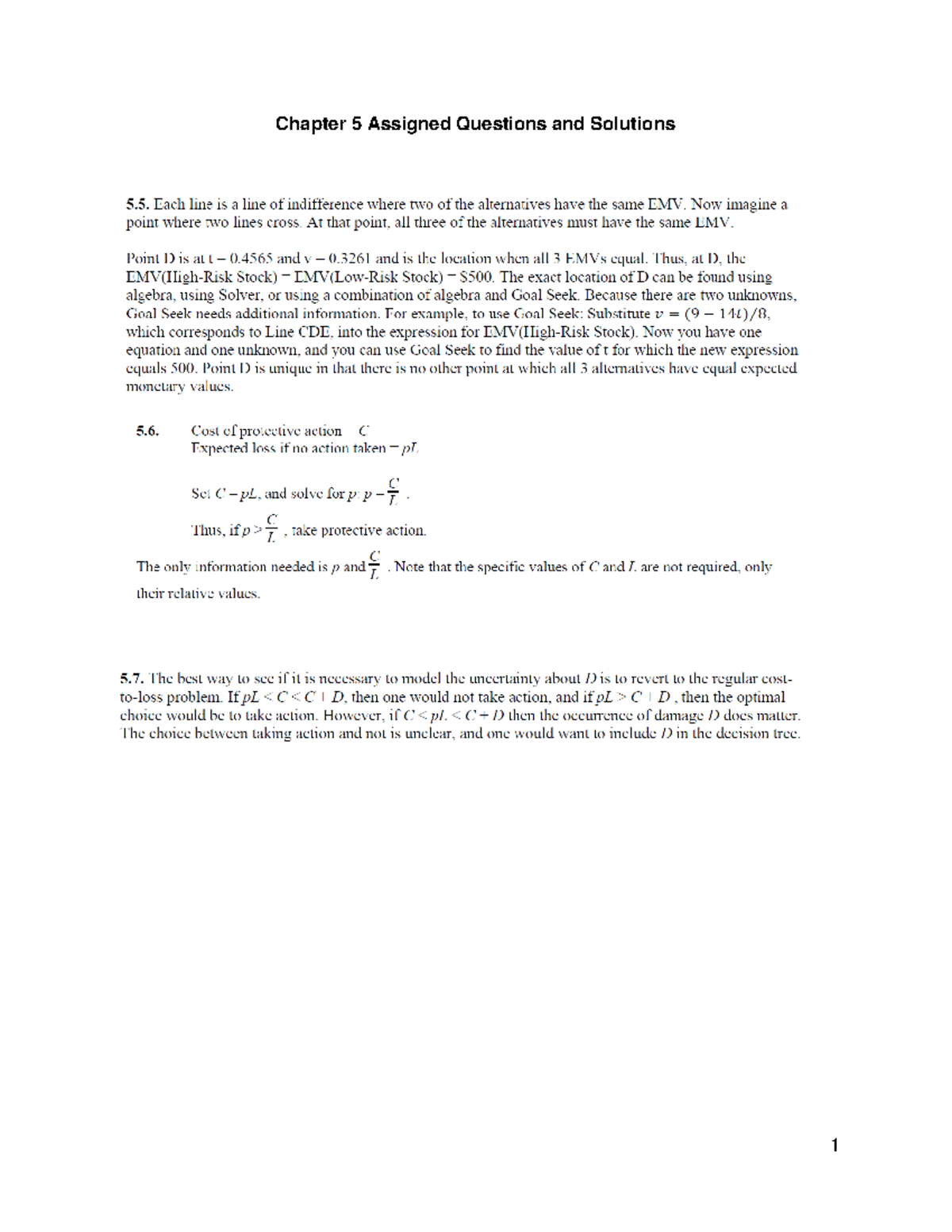 Chapter 5 Assigned Questions and Solutions - Ap/Adms 3300 - Chapter 5 ...